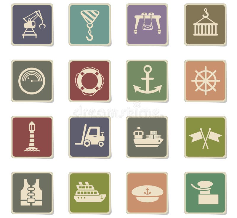 Harbor icon set stock vector. Illustration of vector - 121972938