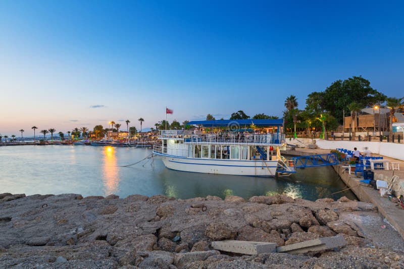 The Harbour with Boats in Side at Night, Turkey Stock Photo - Image of ...