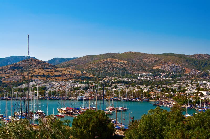 Bodrum City stock image. Image of harbour, minaret, aegean - 15530401