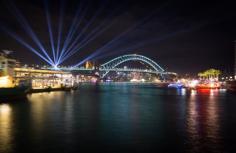 The Harbour Bridge in Sydney at Night, Australia Stock Image - Image of ...