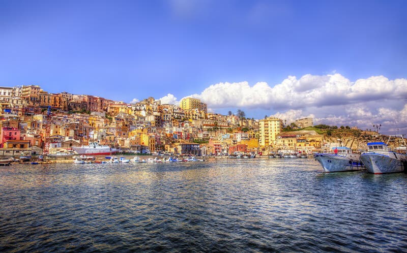The Harbour of the Colorful City of Sciacca, Sicily Stock Photo - Image ...