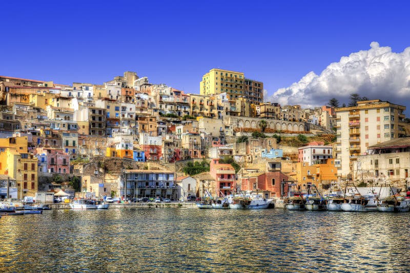 The Harbour of the Colorful City of Sciacca, Sicily Editorial Image ...