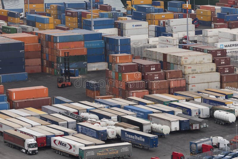 A Harbour Commercial with a Lot of Containers Editorial Stock Photo ...