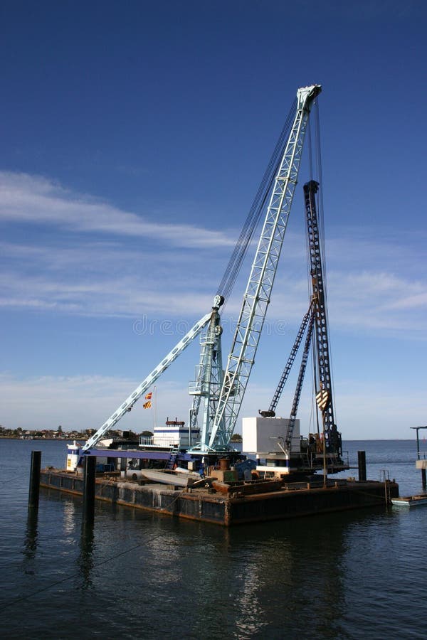 Harbour Construction Barge stock photo. Image of blue - 3237300