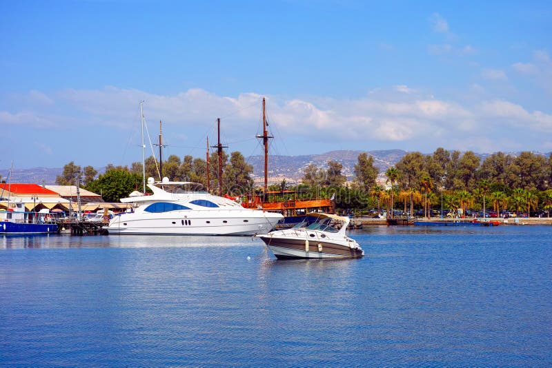 Harbour in Paphos, Cyprus with Yachts and Boats Editorial Stock Photo ...