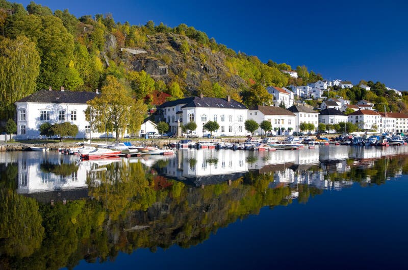 Harbour of Risor, Norway stock image. Image of harbors - 203360529