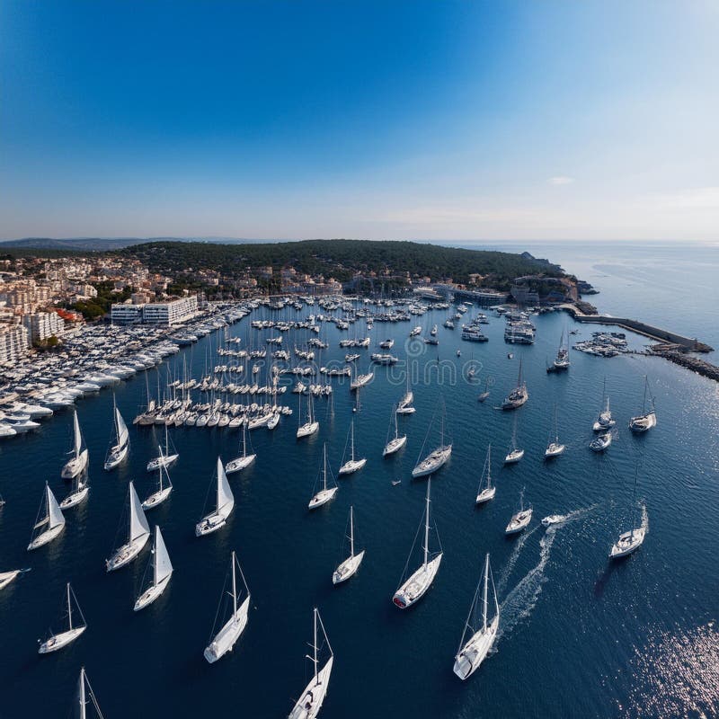 Harbour with Sail Boats, AI Generated Stock Illustration - Illustration ...