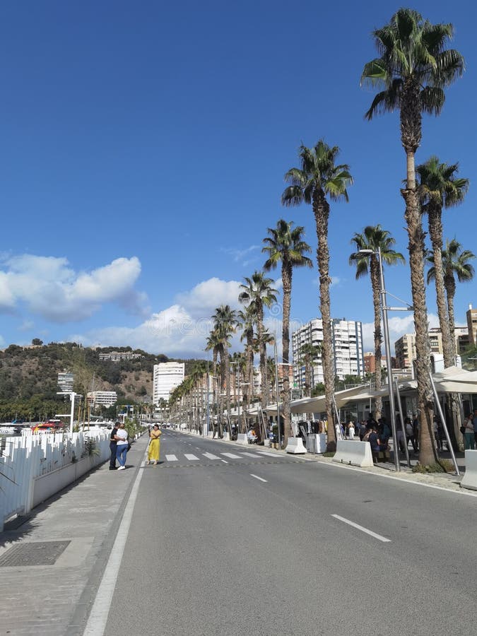Harbour Walk in Malaga - Spain Editorial Photography - Image of walkway ...