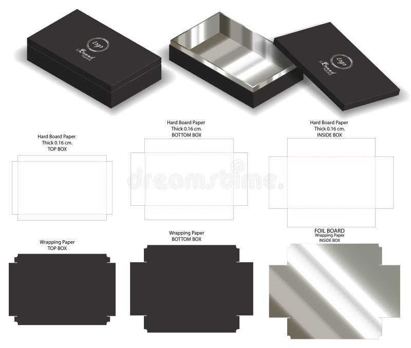 Hard Board Paper Rigid Box 3d Mockup with Dieline Stock Vector ...