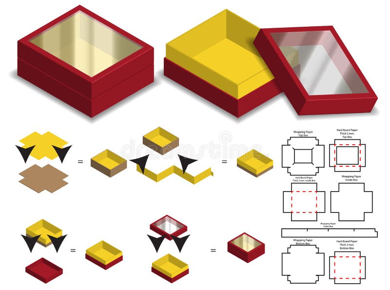 Hard Board Paper Box 3d Mockup Dieline Stock Illustrations – 83 Hard ...