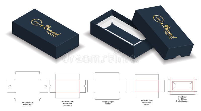 Hard Board Paper Rigid Box 3d Mockup with Dielinehard Board Paper Rigid ...