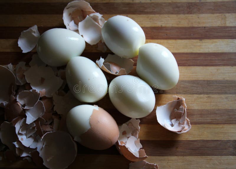 Hard-boiled Chicken Eggs, Peeled from the Shell Stock Image - Image of ...