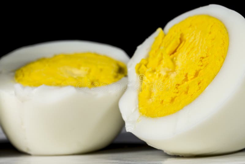 Hard Boiled Egg Cut In Half Stock Image Image Of Black Floor 67349093