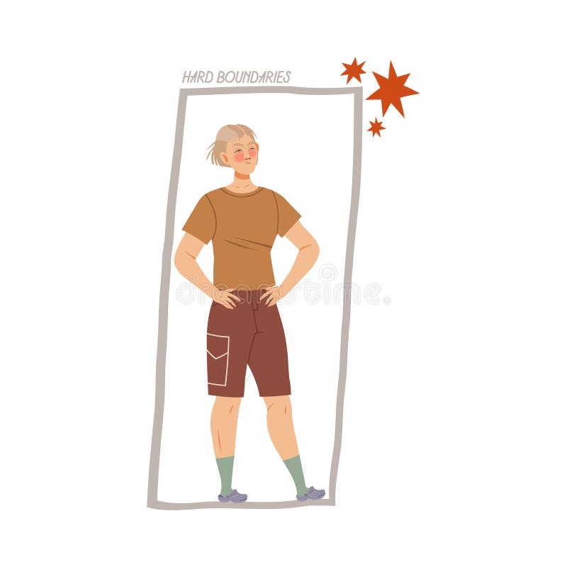 Hard Boundaries. Boy Standing Inside Drawn Rectangular Shape Boundaries ...