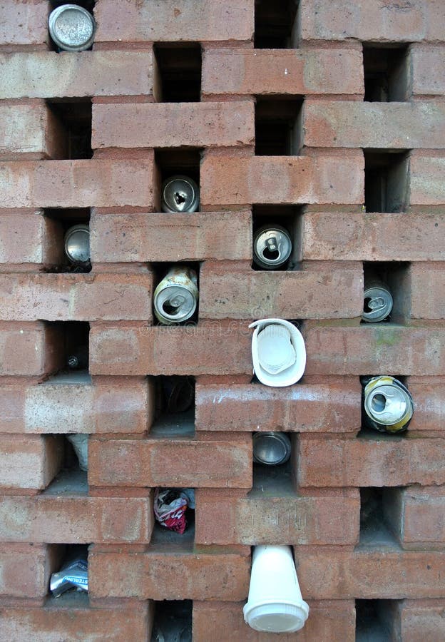 Hard Brick Wall with Garbage Stock Photo - Image of effects, built ...