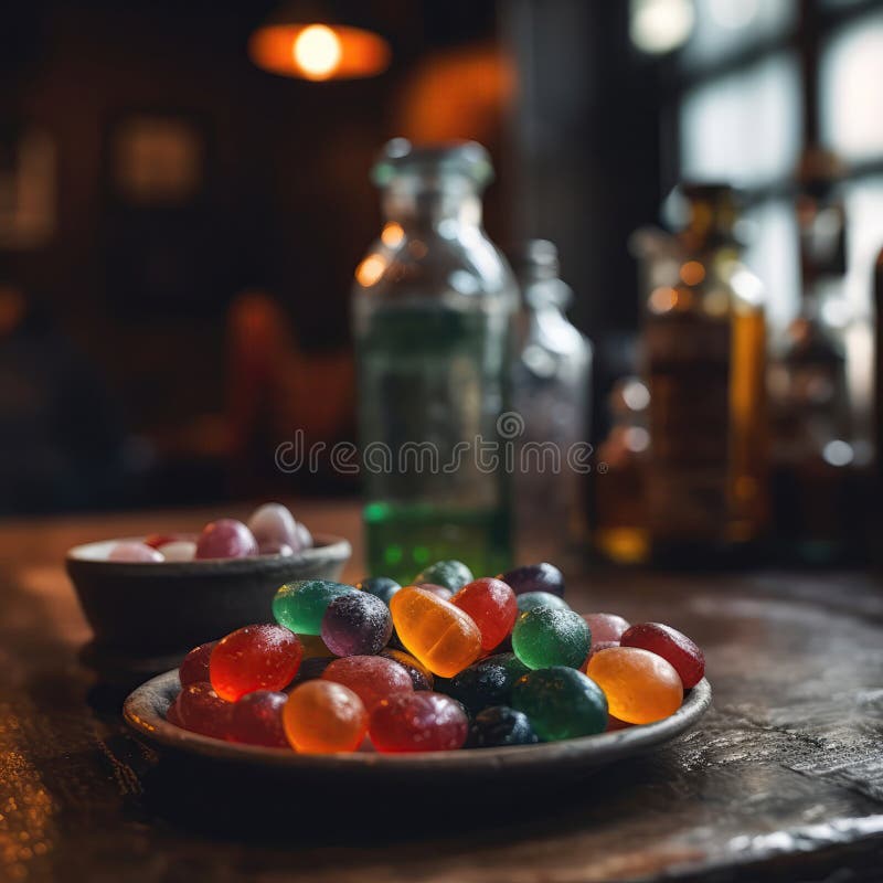 Hard Candies on Stone in Rustic Pub. Generative AI Stock Illustration ...