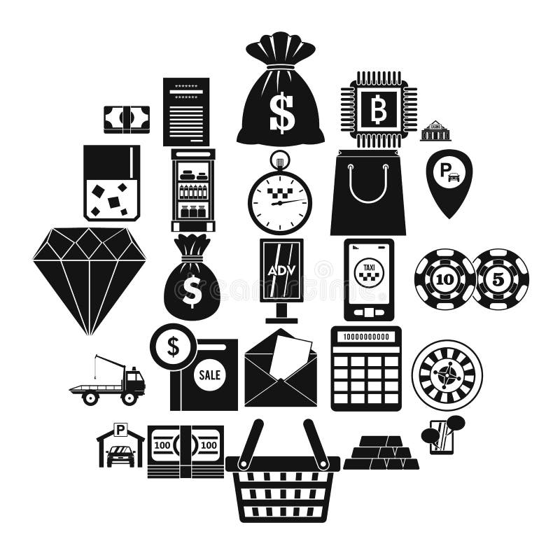 Piece Money Icons Set Simple Style Stock Illustrations – 8 Piece Money ...