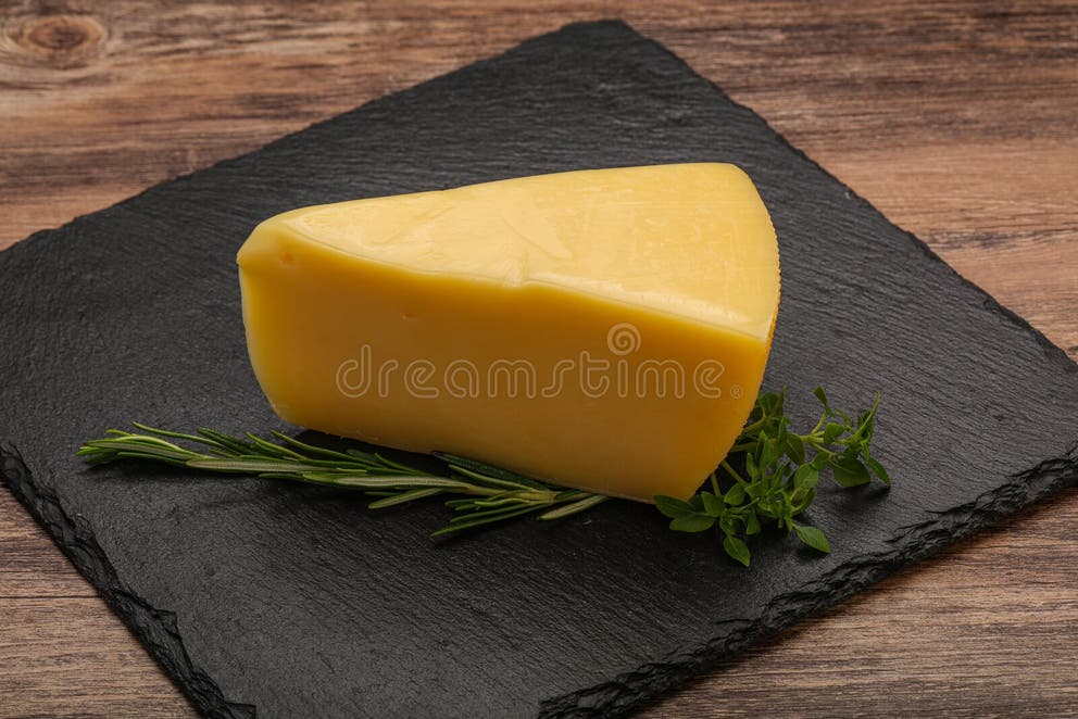 Hard Cheese Piece Served Rosemary Stock Photo - Image of wooden, cheese ...