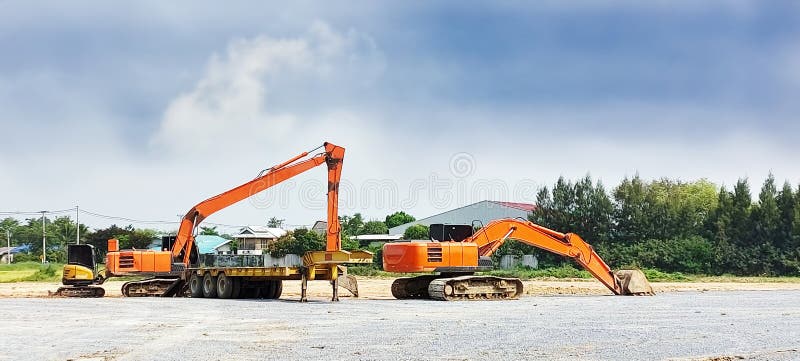 Hard Construction Equipment on Ground in Construction Site Stock Image ...