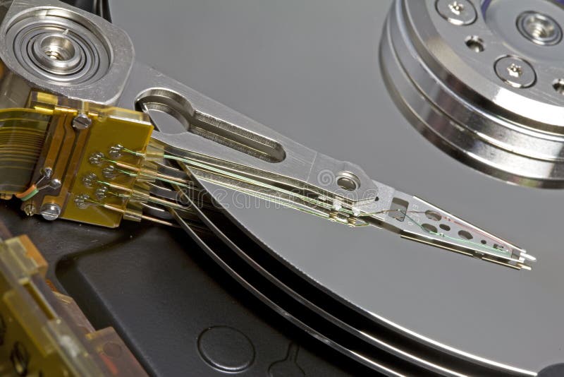 Hard Disk Drive Internal Components Stock Photo - Image of heads, hard ...