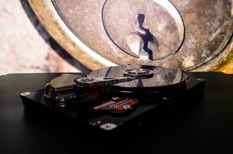 Hard Disk on the Background. Data Collection, Archiving of Important ...