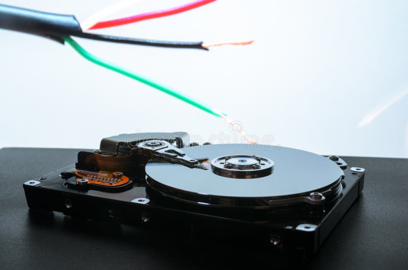 Hard Disk on the Background. Data Collection, Archiving of Important ...