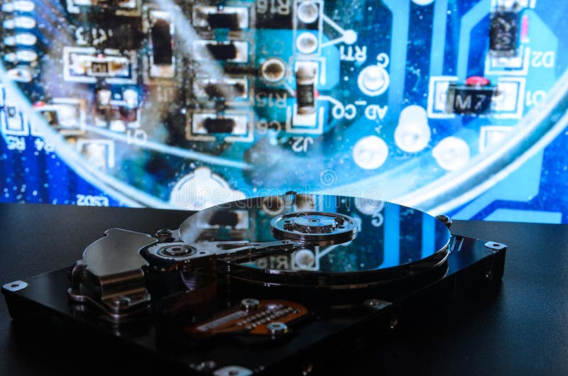 Hard Disk on the Background. Data Collection, Archiving of Important ...