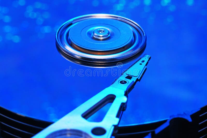 Hard Disk blue Light stock image. Image of close, archive - 16989565