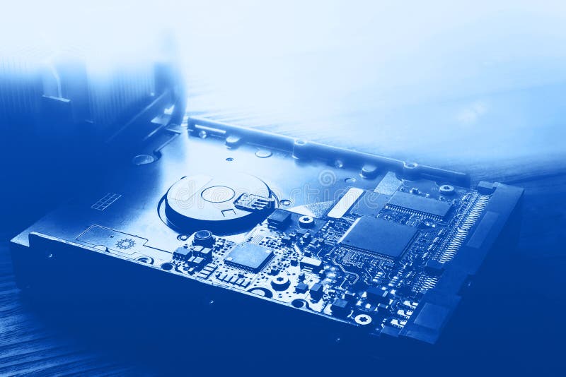 Hard Disk. Blue Toning a Computer Hard Drive Stock Image - Image of ...