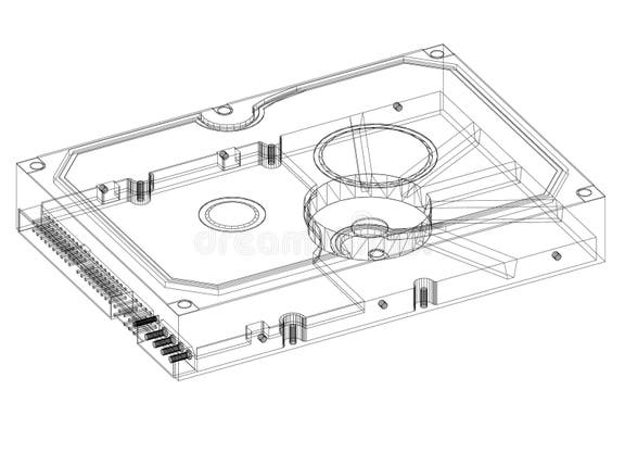 Hard Disk Blueprint - Isolated Stock Illustration - Illustration of ...