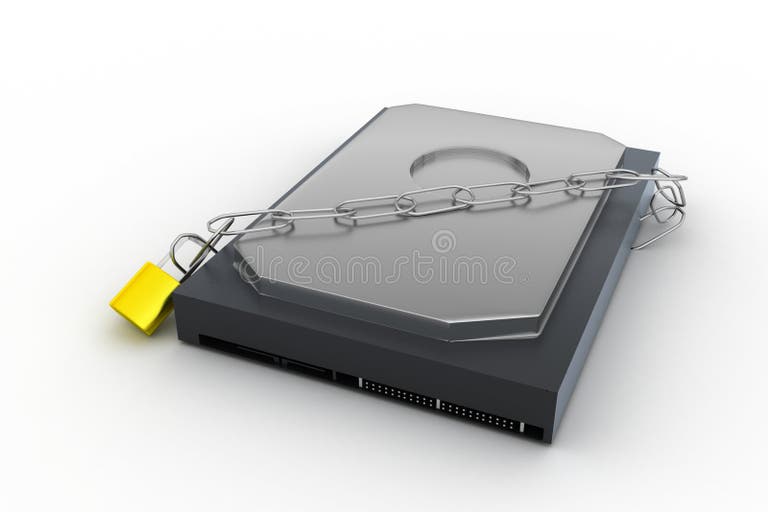 Hard Disk with Chain and Padlock Stock Illustration - Illustration of ...