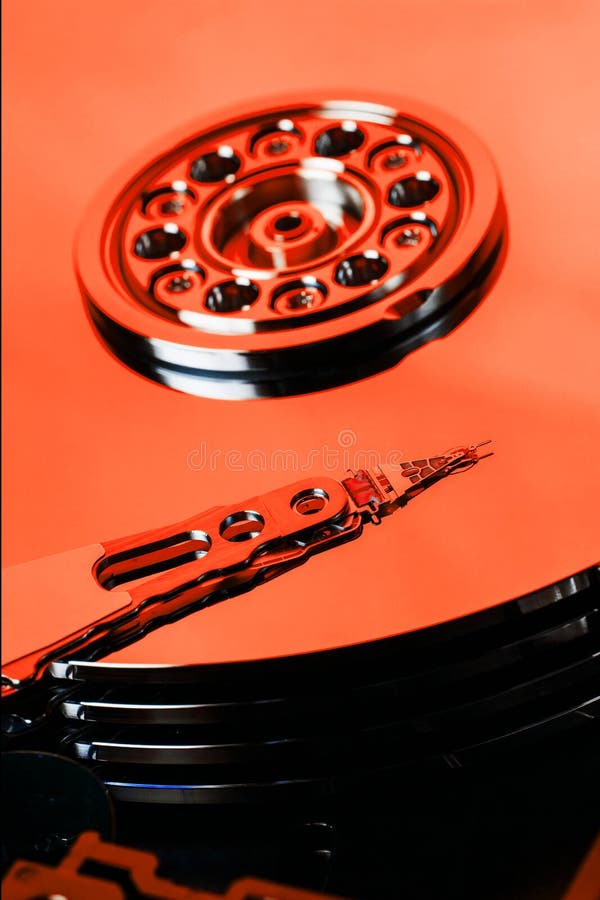 The Hard Disk from the Computer HDD is Red, with a Mirror Effect. the ...