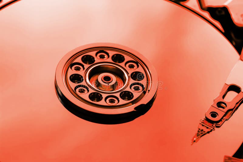 The Hard Disk from the Computer HDD is Red, with a Mirror Effect. the ...