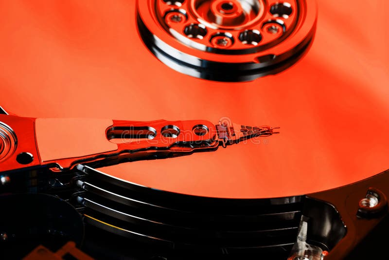 The Hard Disk from the Computer HDD is Red, with a Mirror Effect. the ...