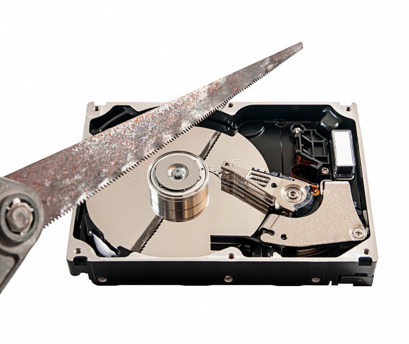 Hard Disk Break a Hammer, on White Background Stock Image - Image of ...