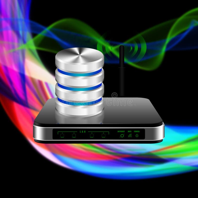 Hard Disk and Database with Wireless Router with the Antenna Il Stock ...