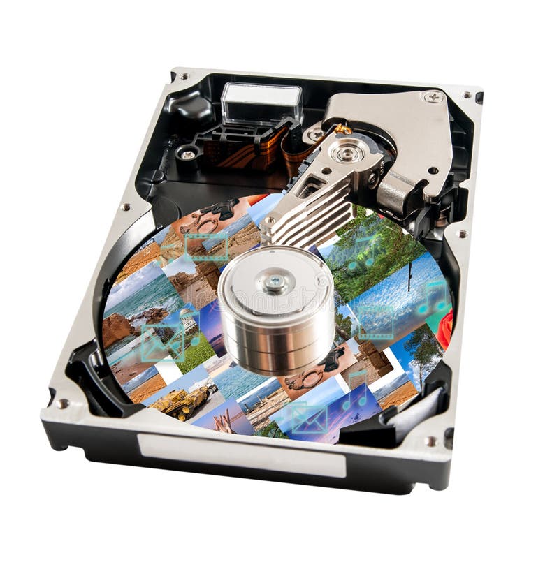 Hard Disk Detail with Media Data this on a Surface Stock Image - Image ...