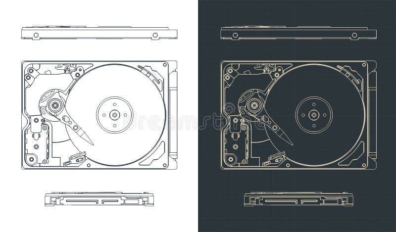 Hard disk drive blueprints stock vector. Illustration of computer ...