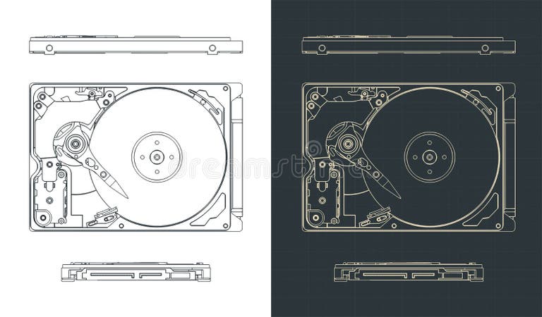 Hard disk drive blueprints stock vector. Illustration of computer ...