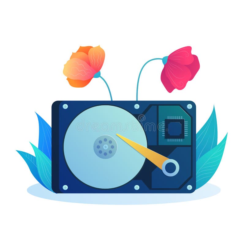 Hard Disk Drive in Cartoon Style Stock Vector - Illustration of device ...