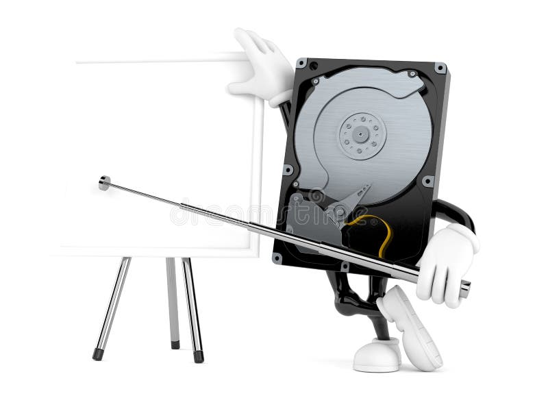 Hard Disk Drive Character with Blank Whiteboard Stock Illustration ...