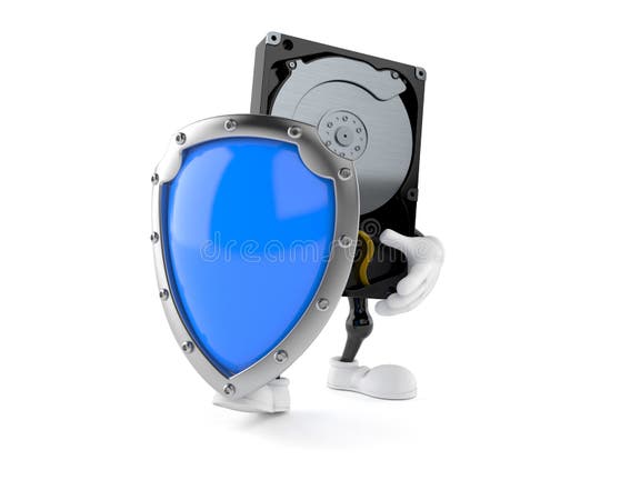 Hard Disk Drive Character with Protective Shield Stock Illustration ...