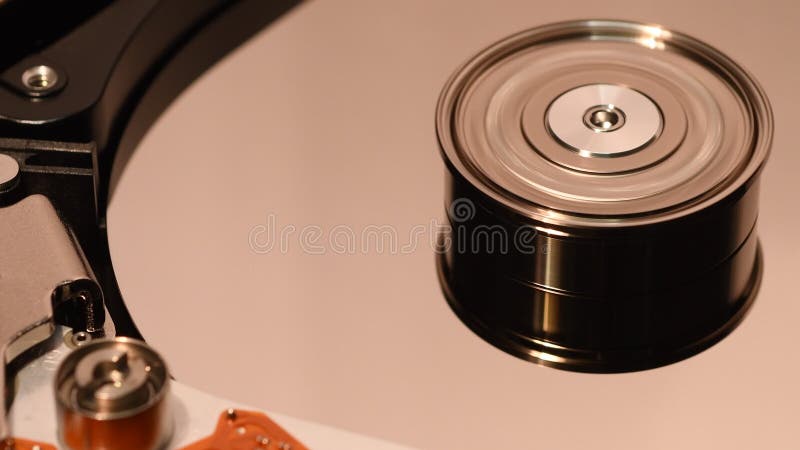 Hard Disk Drive, Close Up of a Hard Disk Drive Reading and Writing Data ...