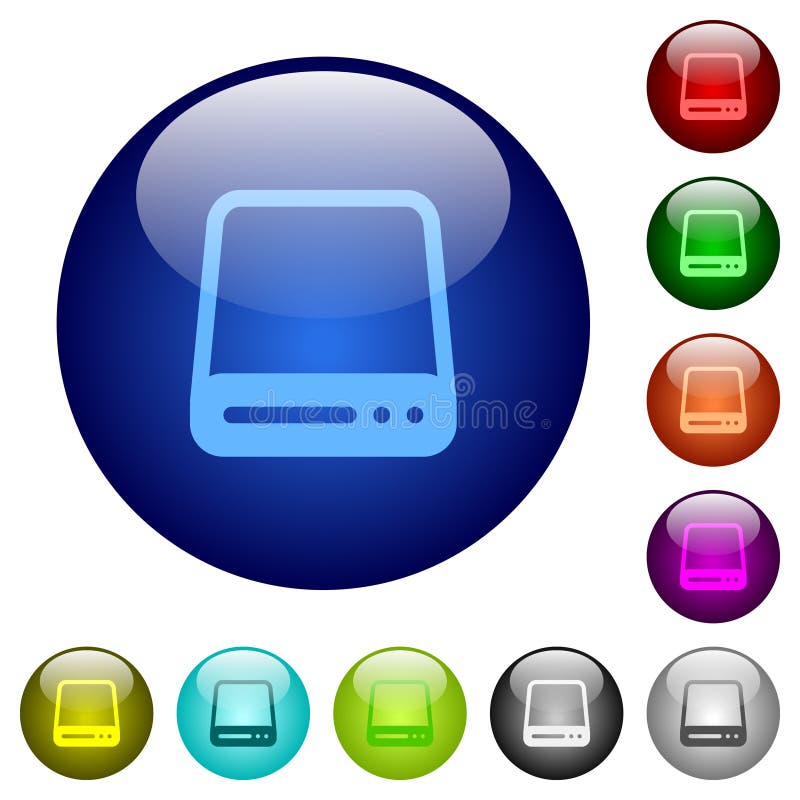 Hard Disk Drive Color Glass Buttons Stock Vector - Illustration of ...