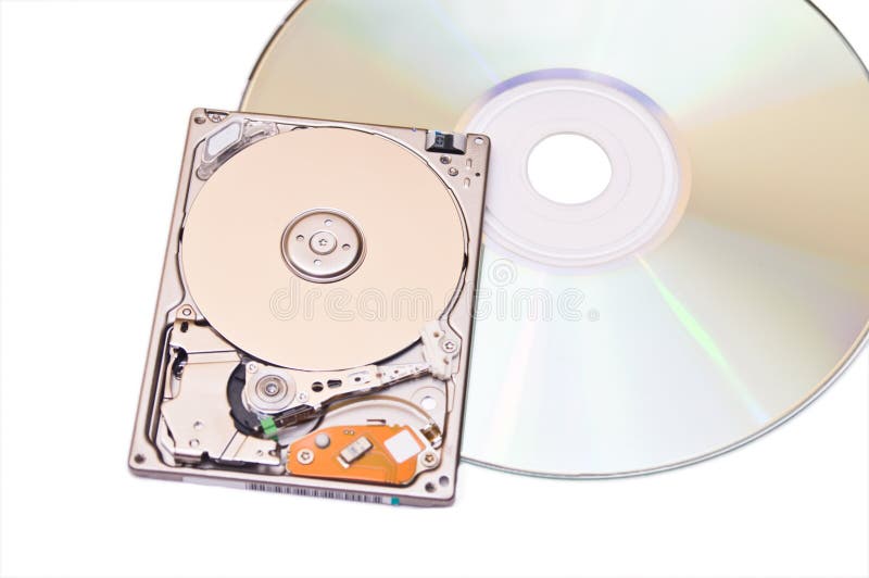 Hard Disk Drive and Compact Dics Isolated on White Stock Photo - Image ...