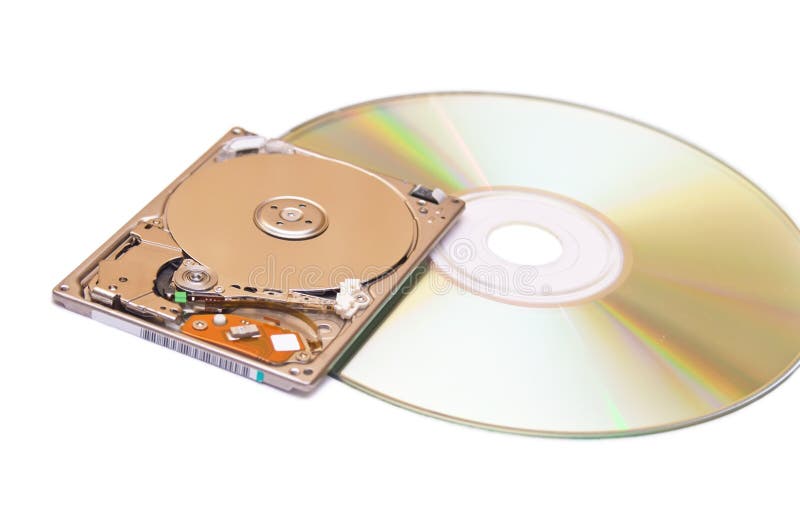 Hard Disk Drive and Compact Dics Isolated on White Stock Photo - Image ...