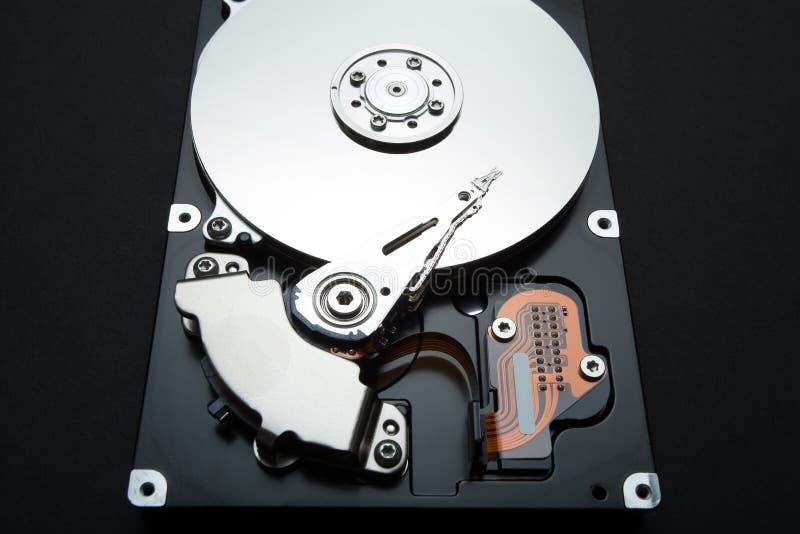 Hard Disk Drive of a Computer on a Black Background Stock Image - Image ...