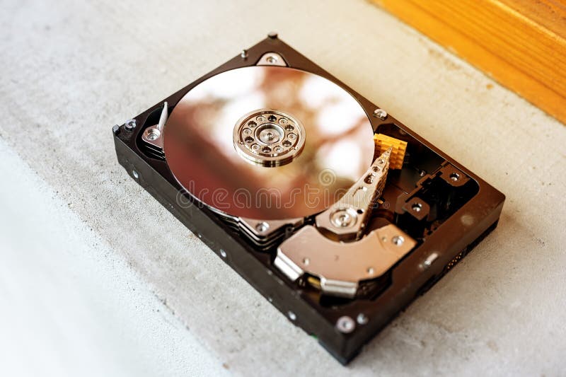 Hard Disk Drive on a Concrete Surface Stock Photo - Image of memory ...