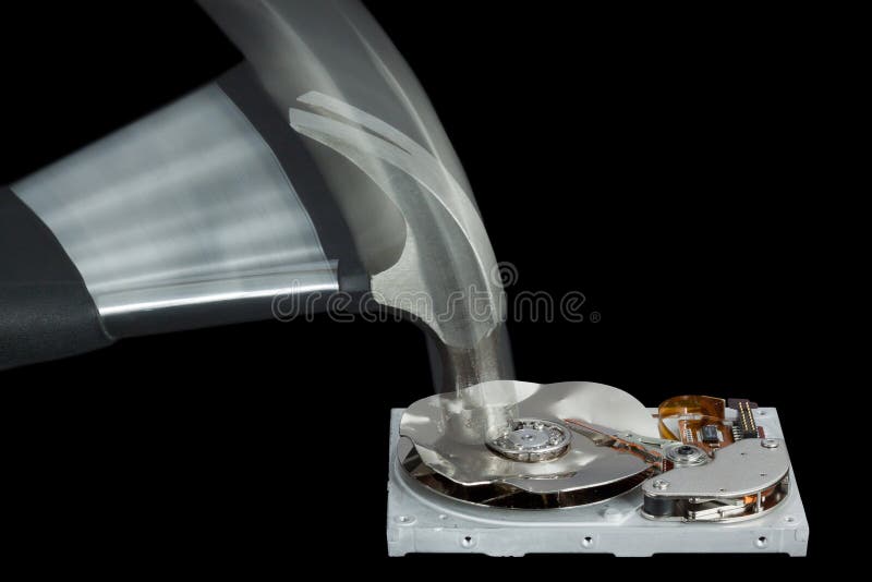 Hard Disk Drive Destroyed with a Hammer Stock Photo - Image of internal ...