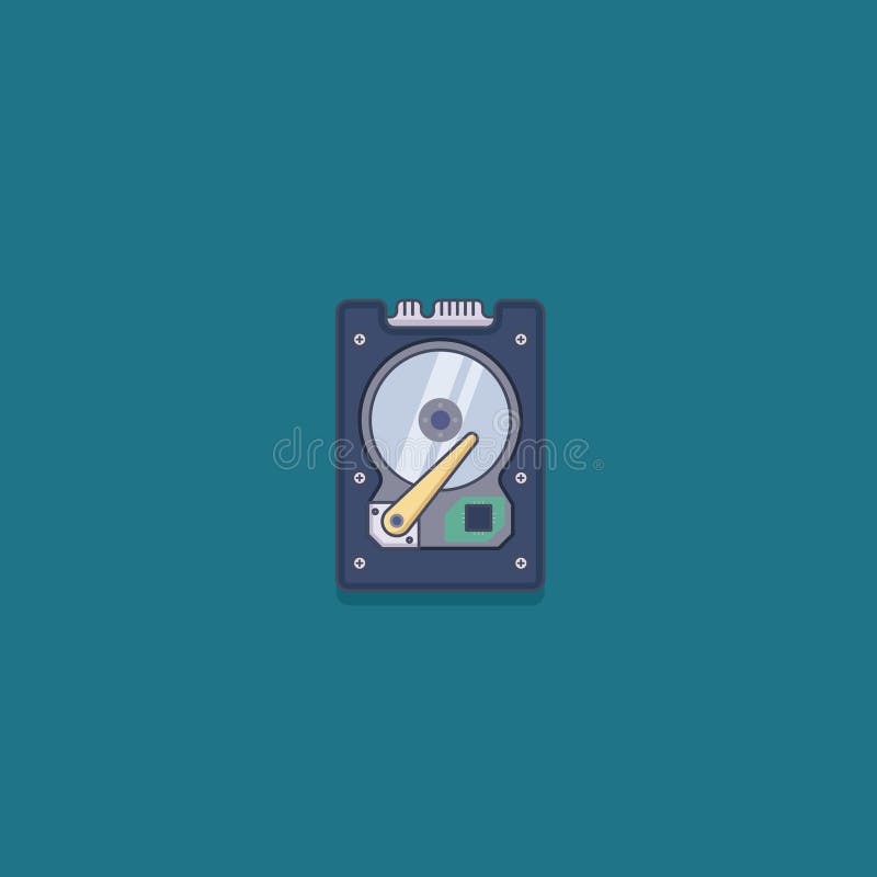 Hard Disk Drive Hdd Icon in Flat Design Isolated on Blue Background ...